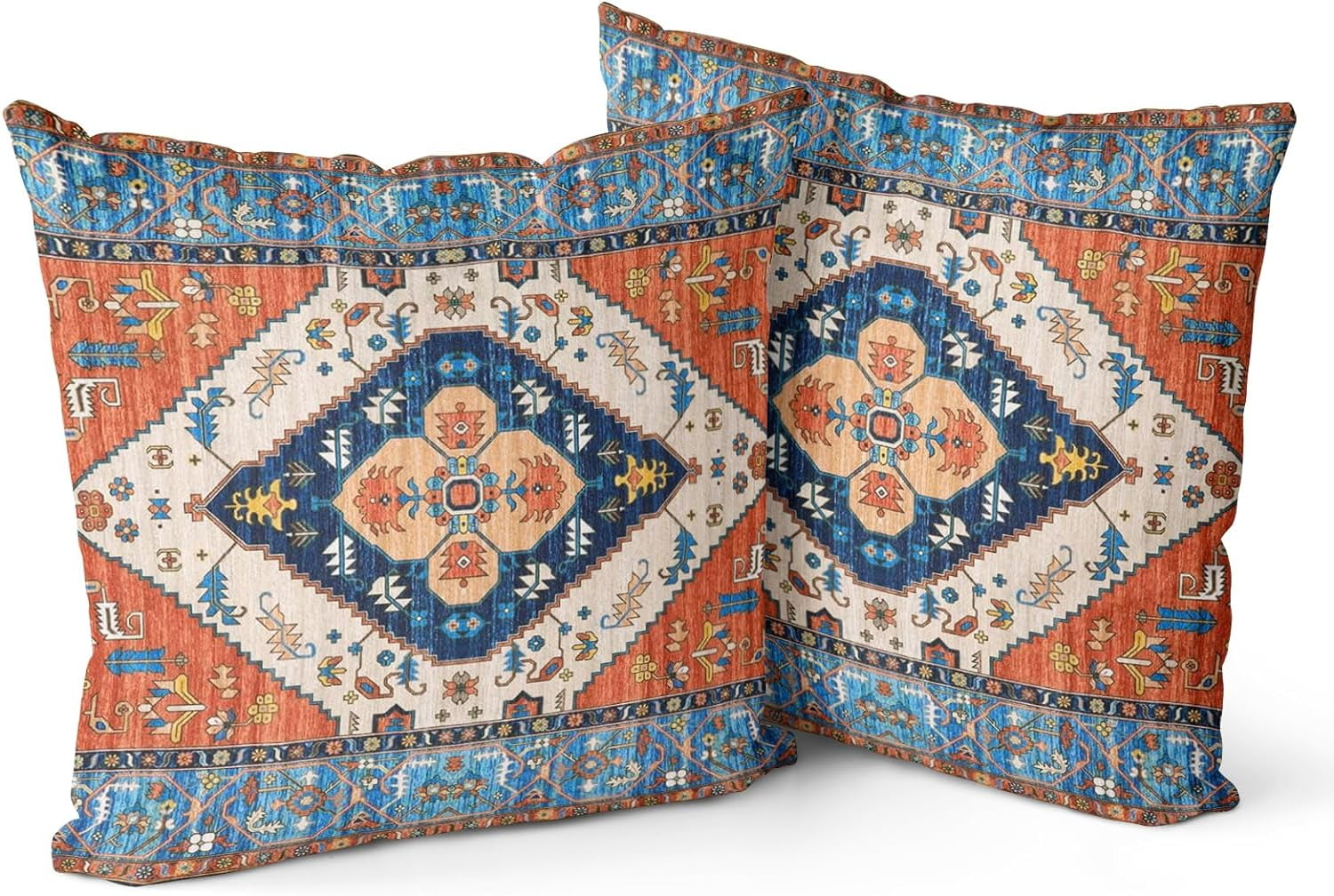 Boho Throw Pillow Covers 16x16 inch Set of 2 Bohemian Carpet Throw ...