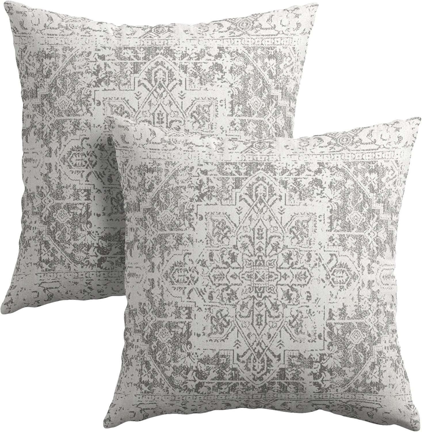 Boho Throw Pillow Covers 18X18 Inches Set of 2 Grey and White Ethnic ...