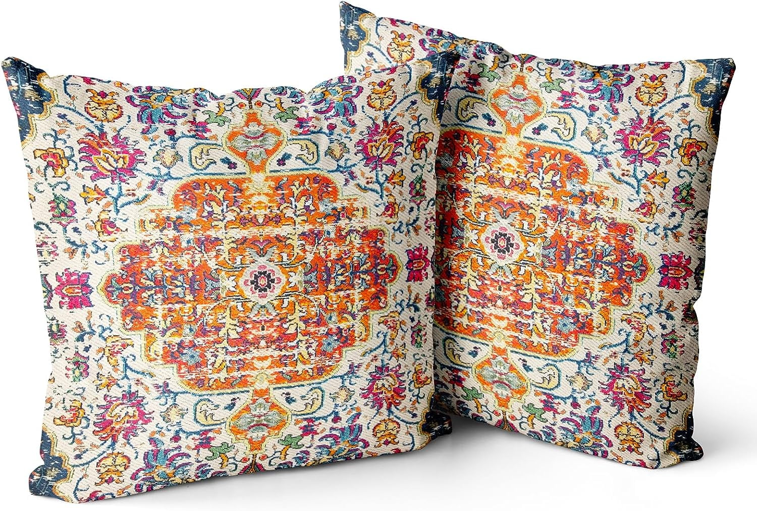 Boho Throw Pillow Covers 18x18 inch Set of 2 Burnt Orange Yellow ...