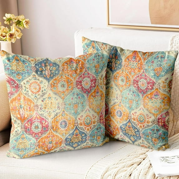 Boho Throw Pillow Covers 18x18 inch Set of 2,Soft Pillowcases Bohemia ...