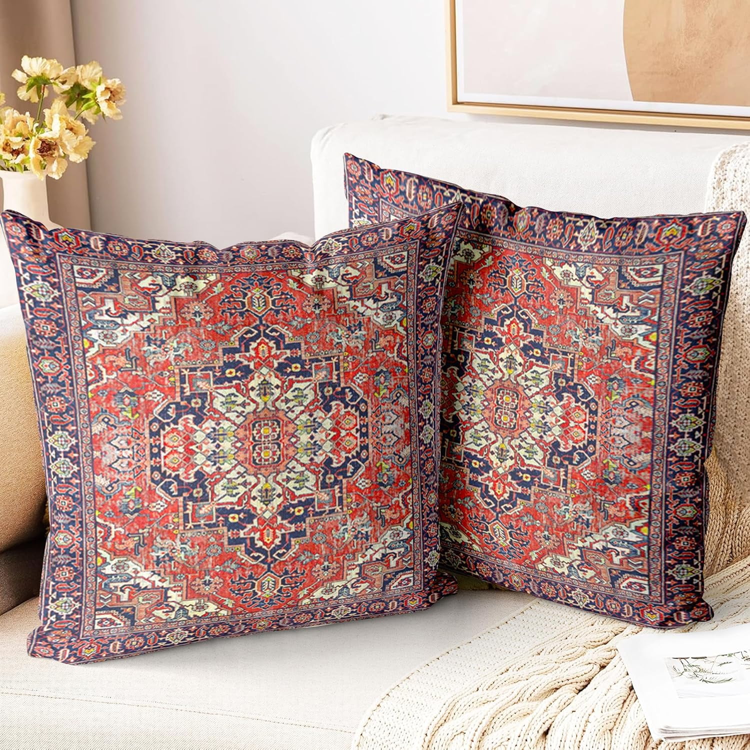 Boho Throw Pillow Covers 20x20 inch Set of 2,Soft Pillowcases Bohemia ...