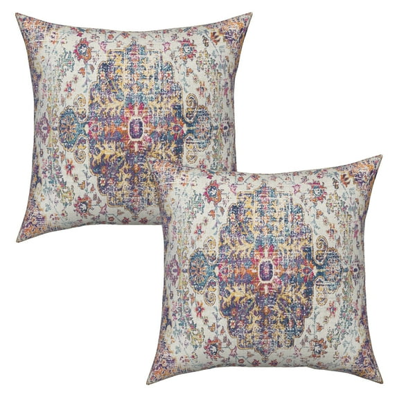 Boho Throw Pillow Covers 20x20 inch Set of 2,Vintage Multicolor Carpet ...