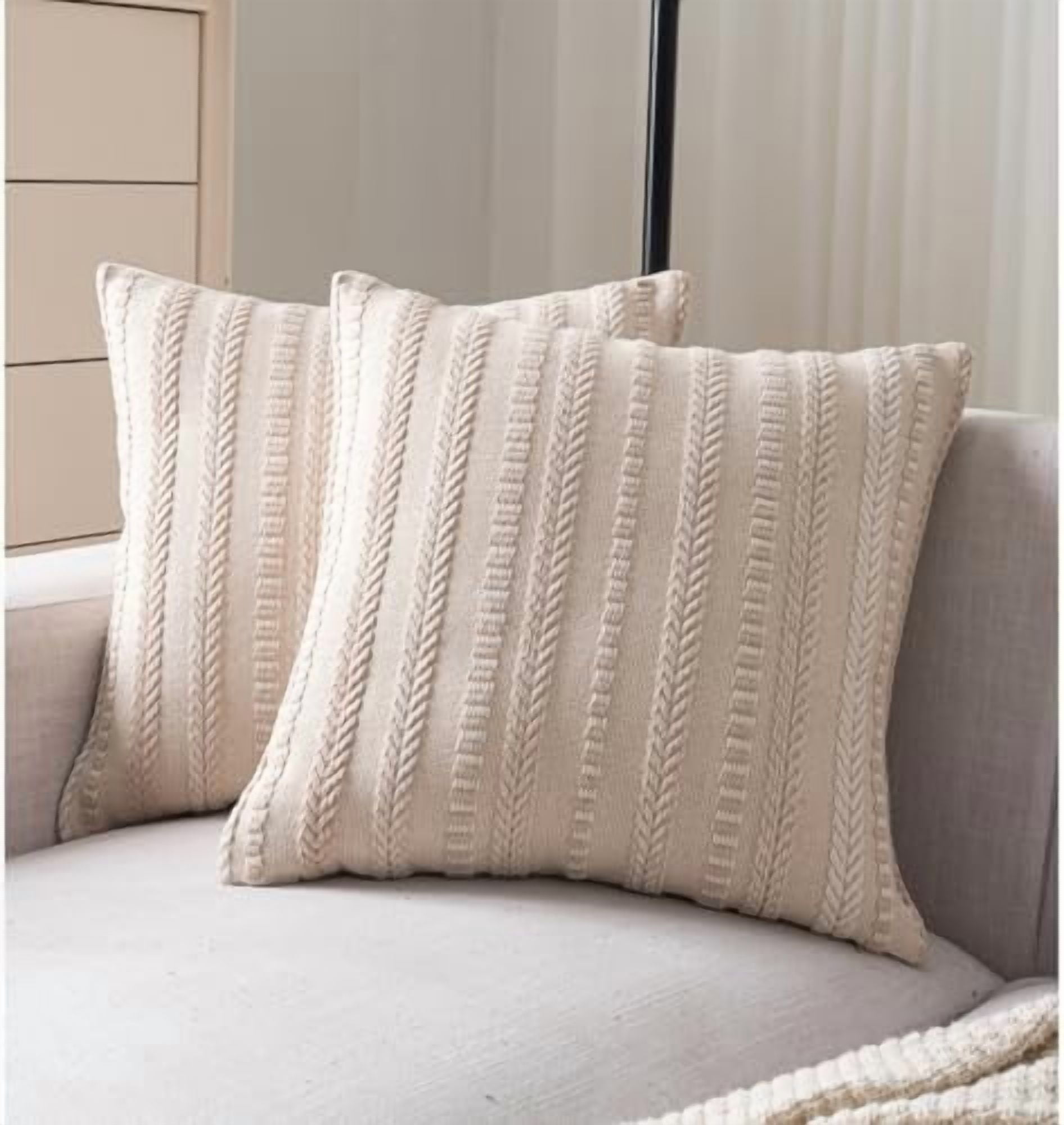 Boho Throw Pillow Covers 22x22 Inch Set of 2, Farmhouse Decorative ...