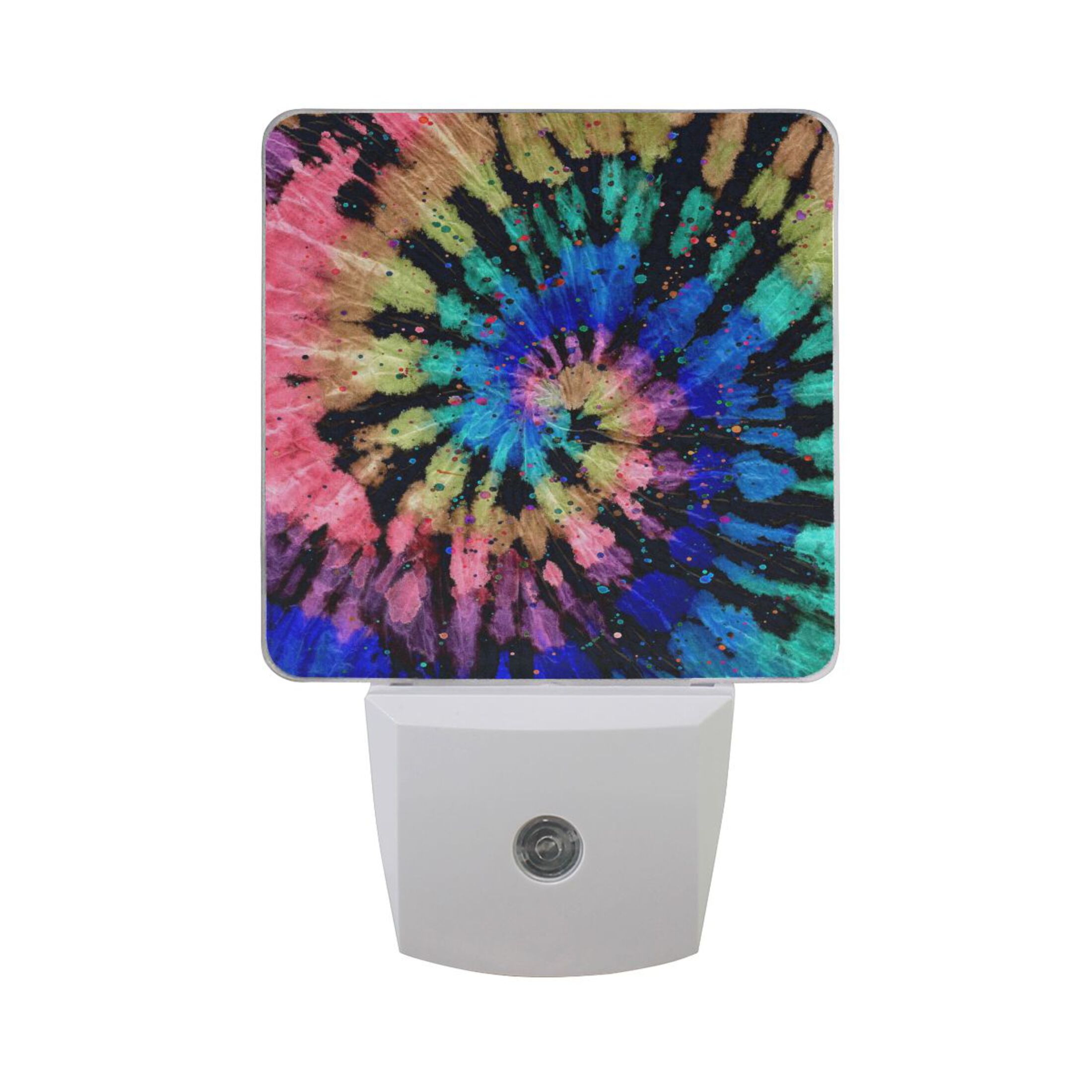 Boho Tie Dye Pattern Night Light LED Dusk to Dawn Night Lamp Auto ...