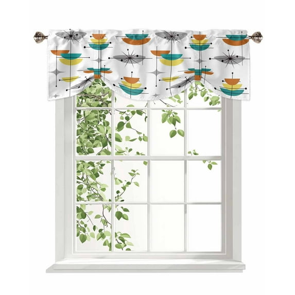 Boho Tie Up Valances Curtain, Adjustable Kitchen Abstract Art Valances ...