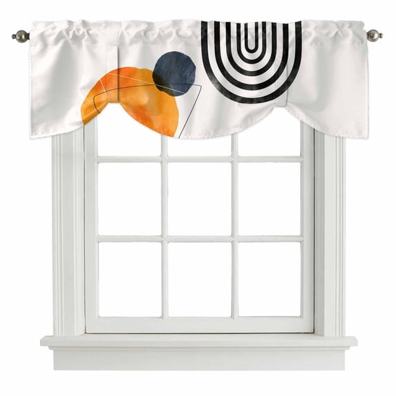 Boho Tie Up Valance Curtains Orange Blue Watercolor Dots Geometric ...