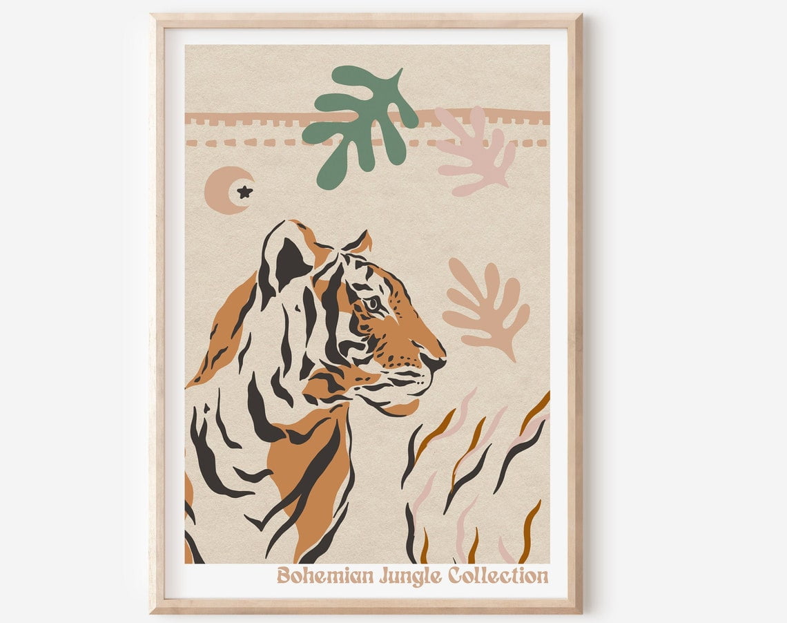 Boho Tiger Print - Nursery Print, Bohemian Nursery, Jungle Decor, Wild ...