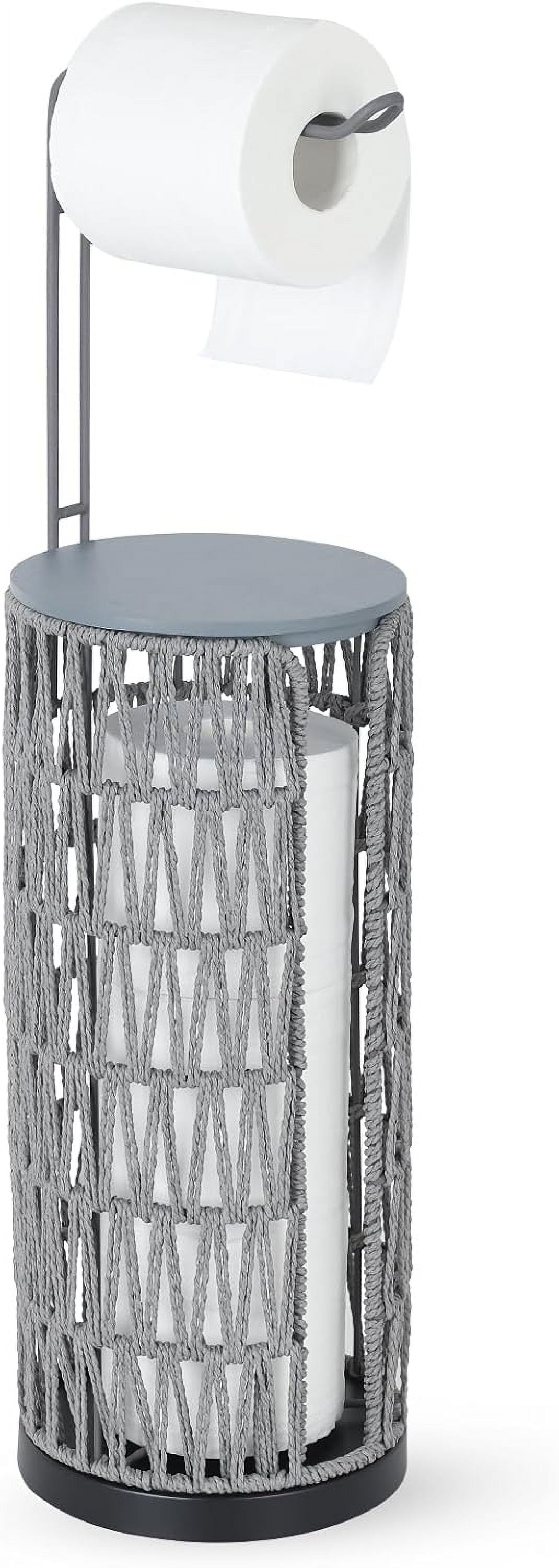 Boho Toilet Paper Holder with Storage，3 Rolls of Freestanding Toilet ...