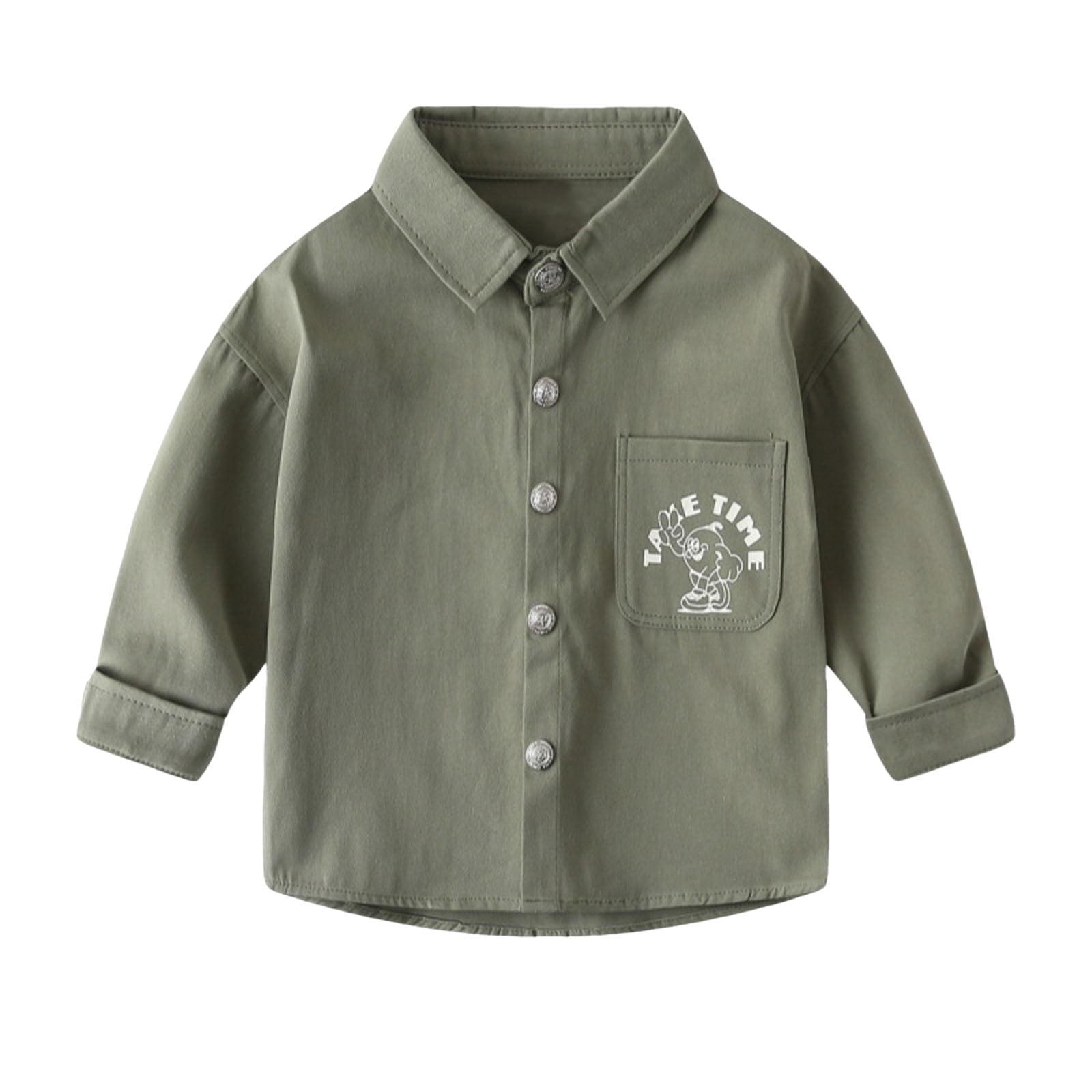 Boho Tops for Boy Cartoon Long Sleeve Gentleman Lapel Button Tees for ...
