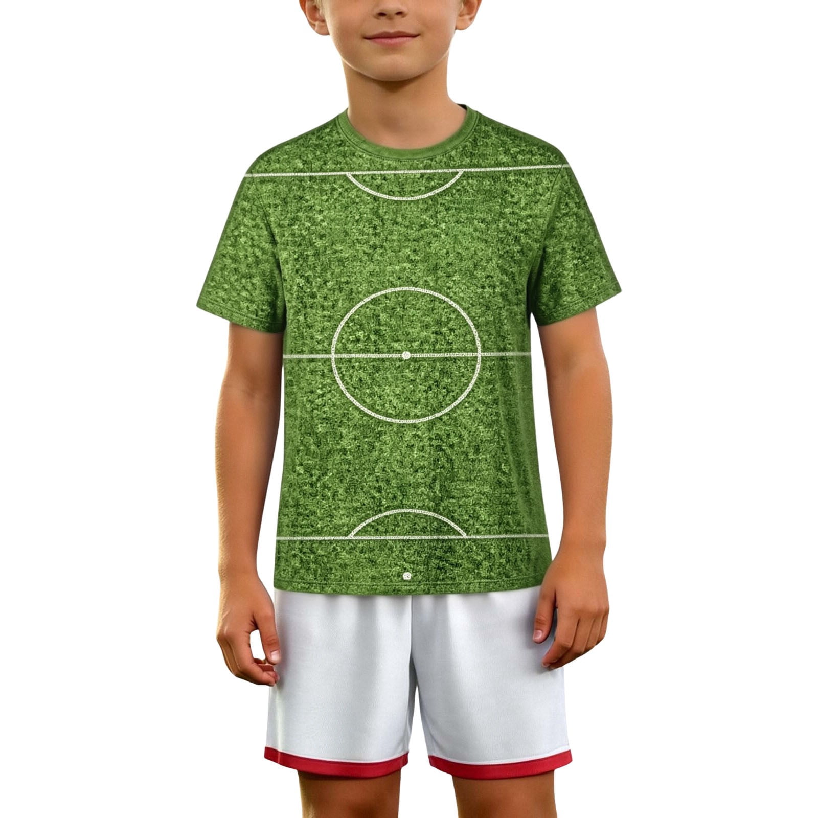Boho Tops for Boy Short Sleeve Football Field Print Sporty Boys ...