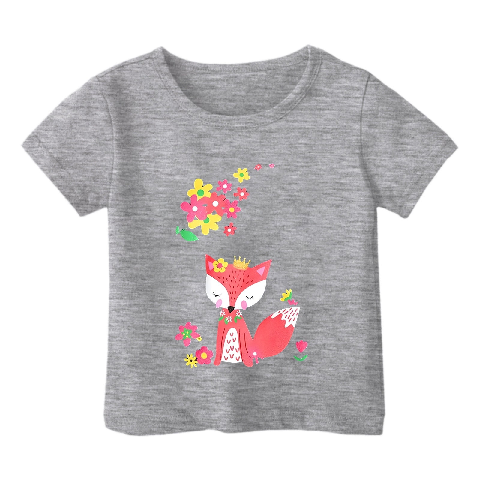 Boho Tops for Girl Fashion Print Round Neck Short Sleeve Petite Tops ...