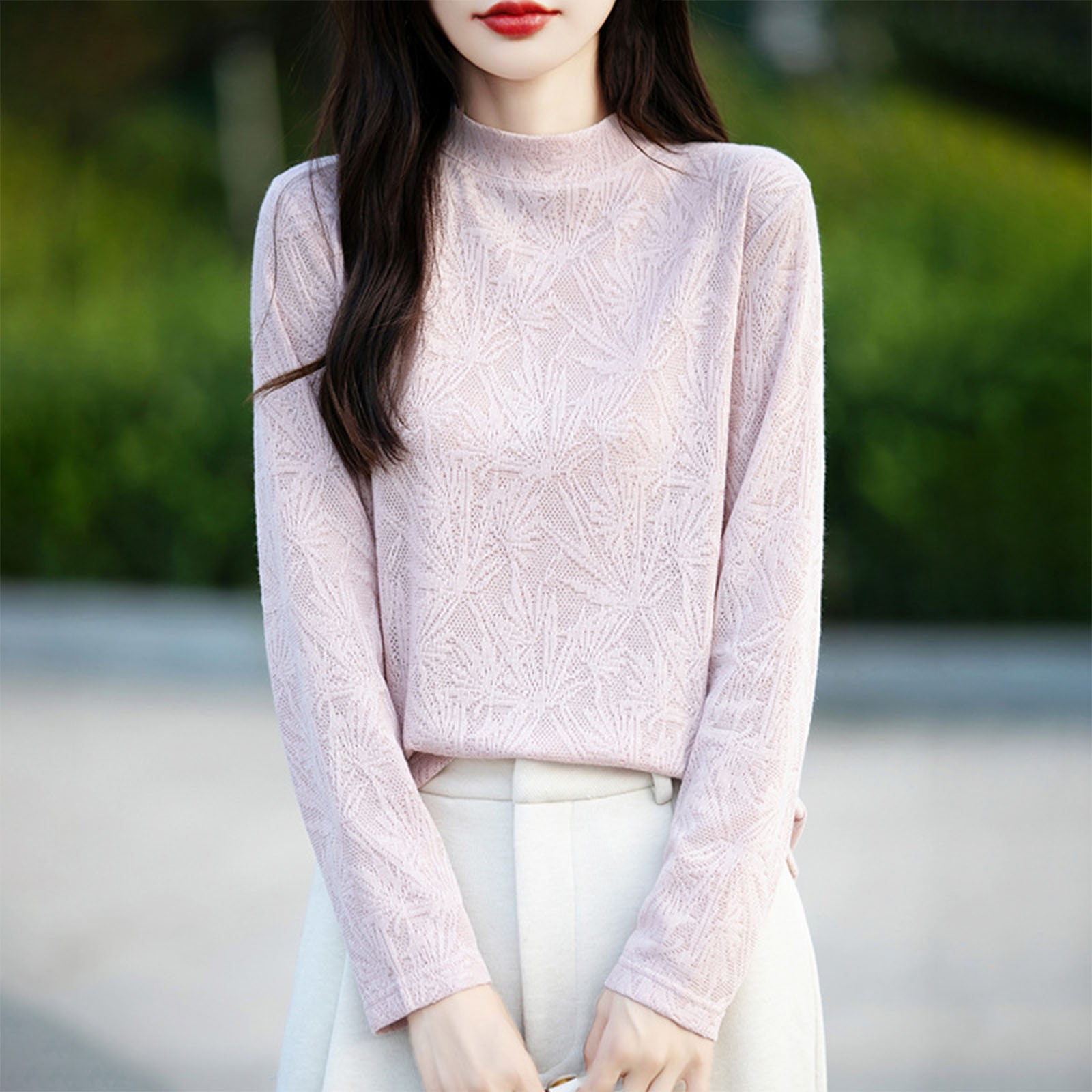 Boho Tops for Juniors Plus Size Dressy Turtleneck Shirt Long Sleeve ...