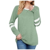 Boho Tops for Women Color Block Long Sleeve Round Neck Young Womens New ...