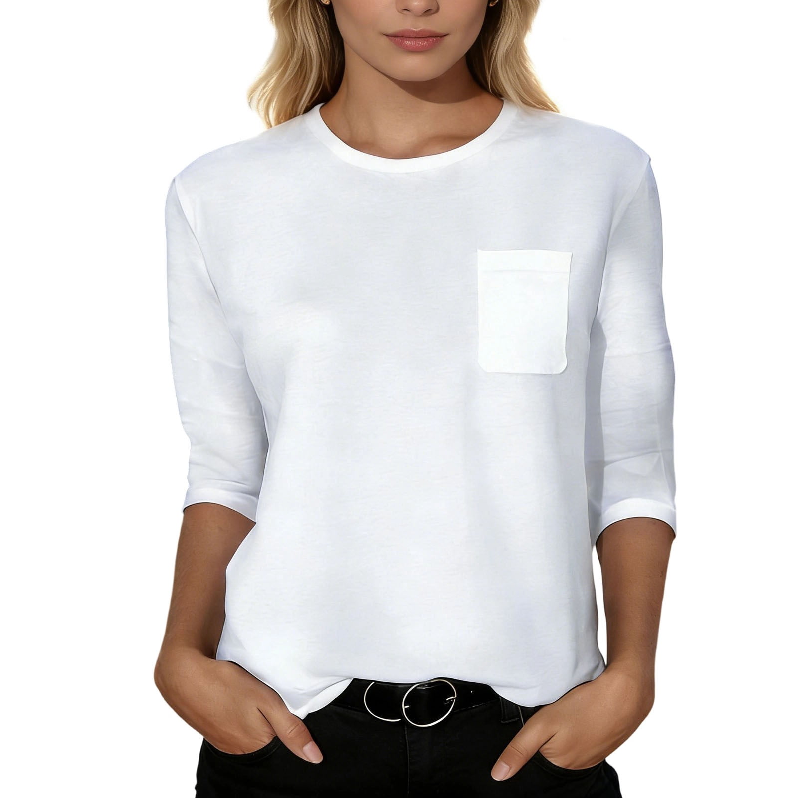 Boho Tops for Women Elegant Solid Short Sleeve Soft Crew Neck Fashion ...
