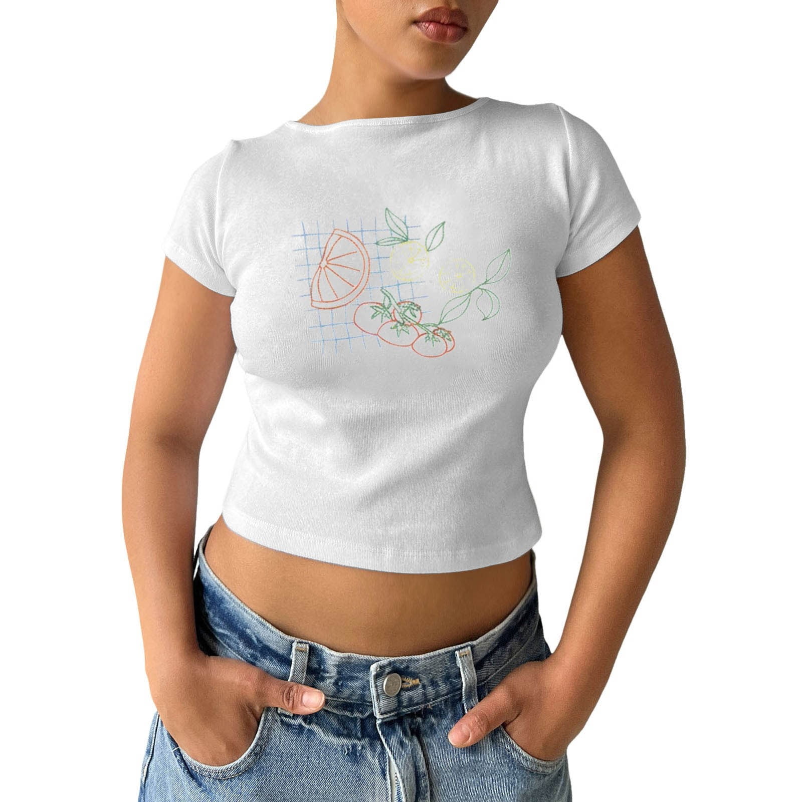 Boho Tops for Women Fashion Printed Short Sleeve Soft Comfort Beach ...