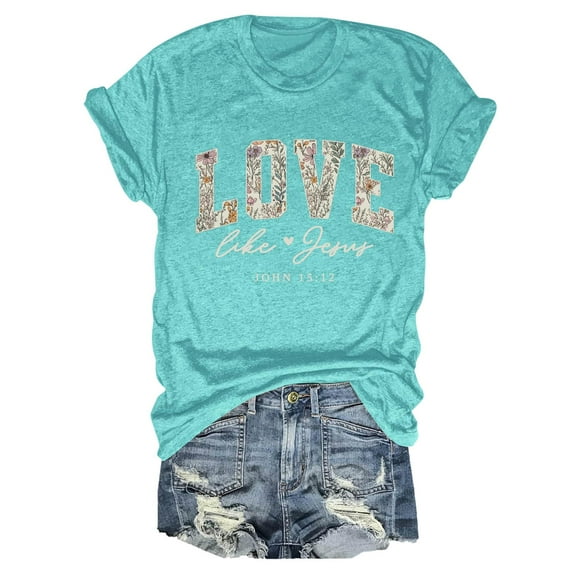 Boho Tops for Women Graphic Print Short Sleeve Crewneck Soft Fashion ...