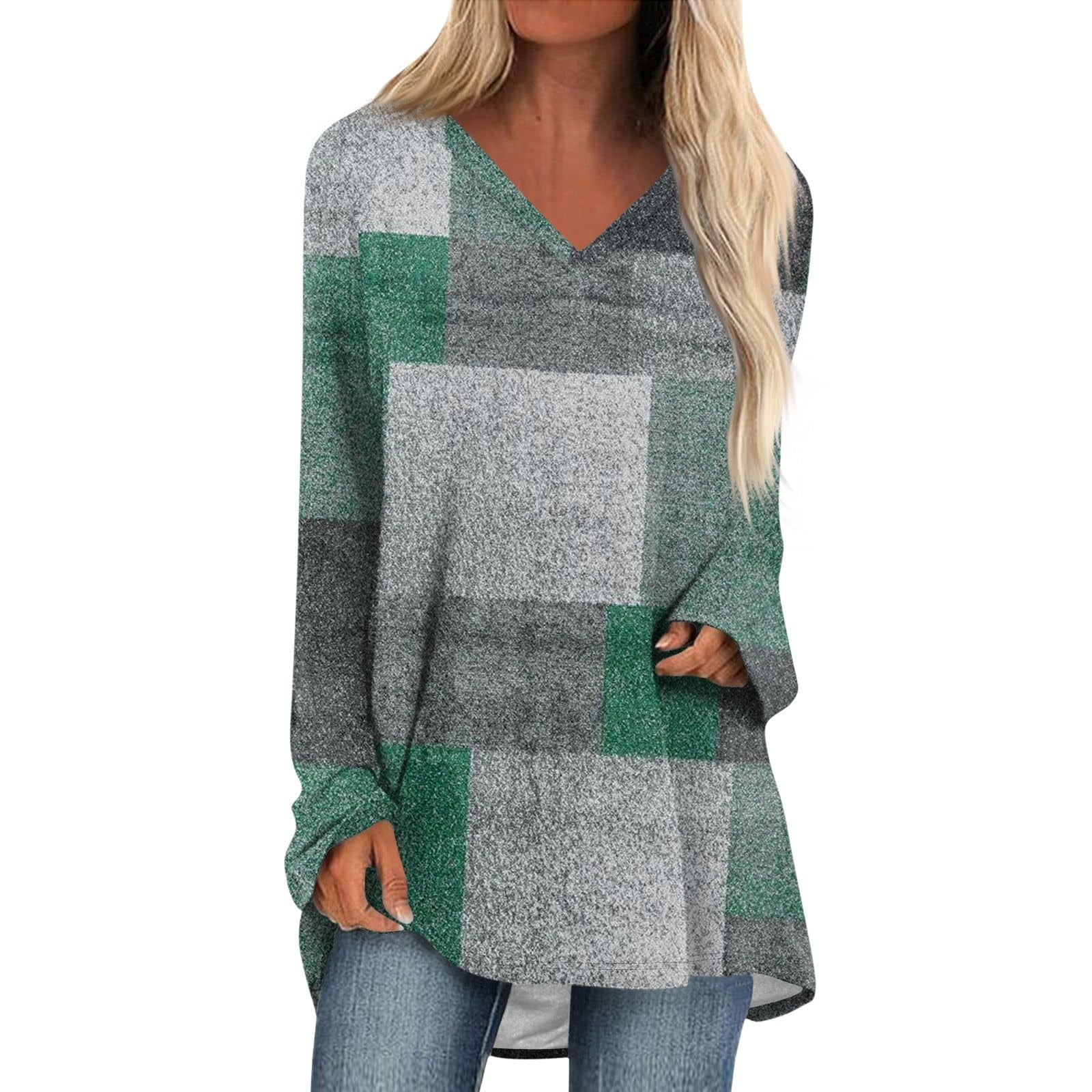 Boho Tops for Women Loose Fit Long Sleeve Fashion Crew Neck Soft Basic ...