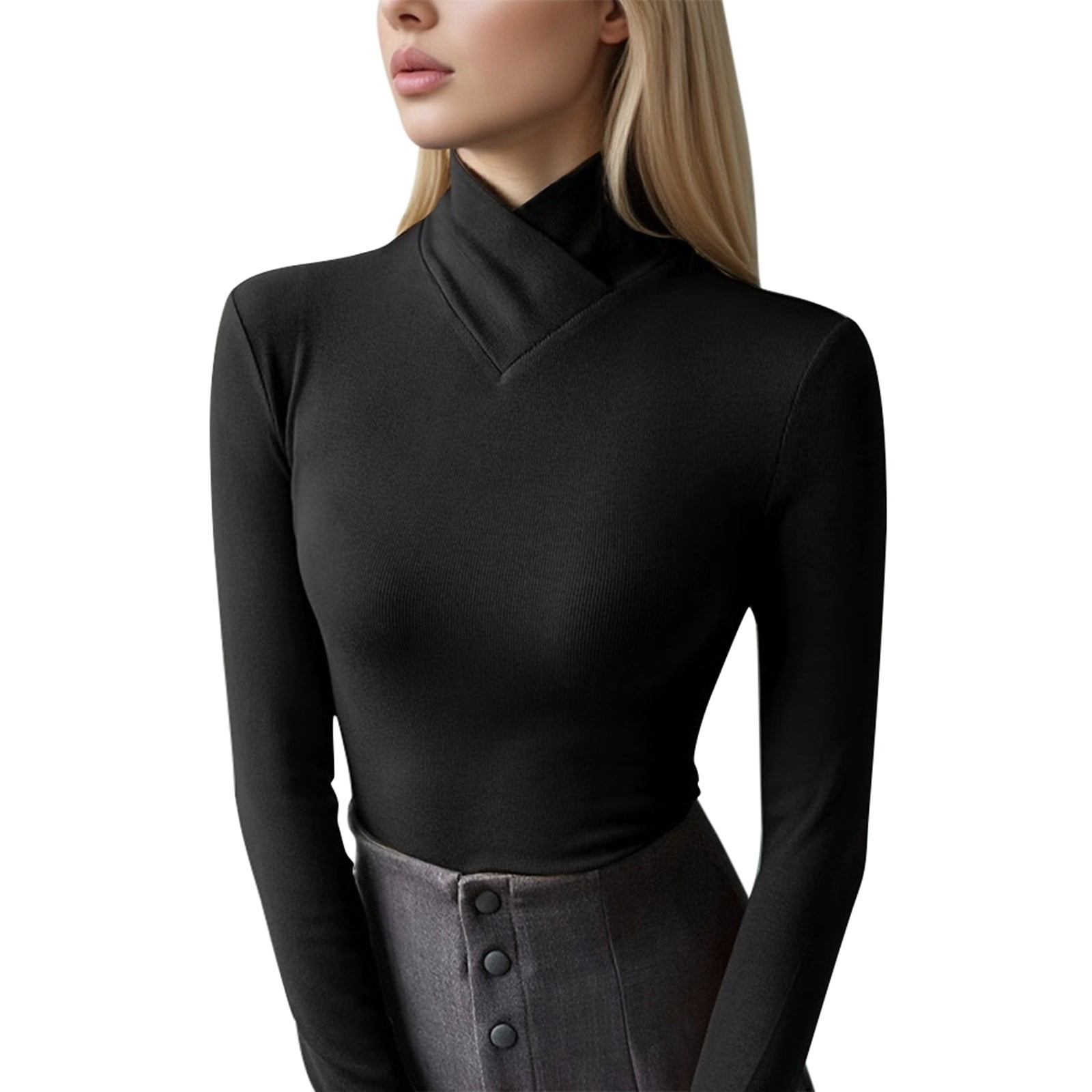 Boho Tops for Women Semi High Neck Long Sleeved German Velvet Base ...