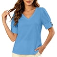 Boho Tops for Women Short Sleeve Button Collar Crewneck Broad Size ...
