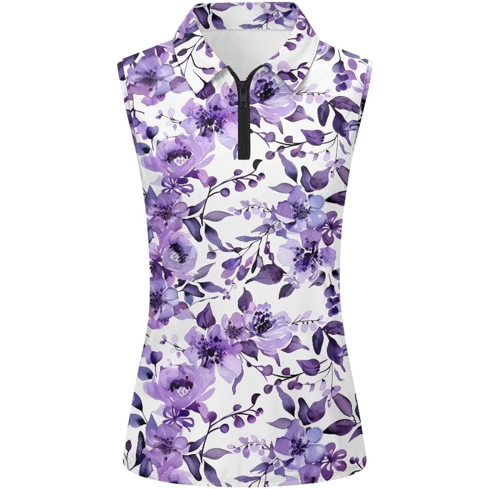 Boho Tops for Women Sleeveless Printed Fold Over Collar Breathable ...