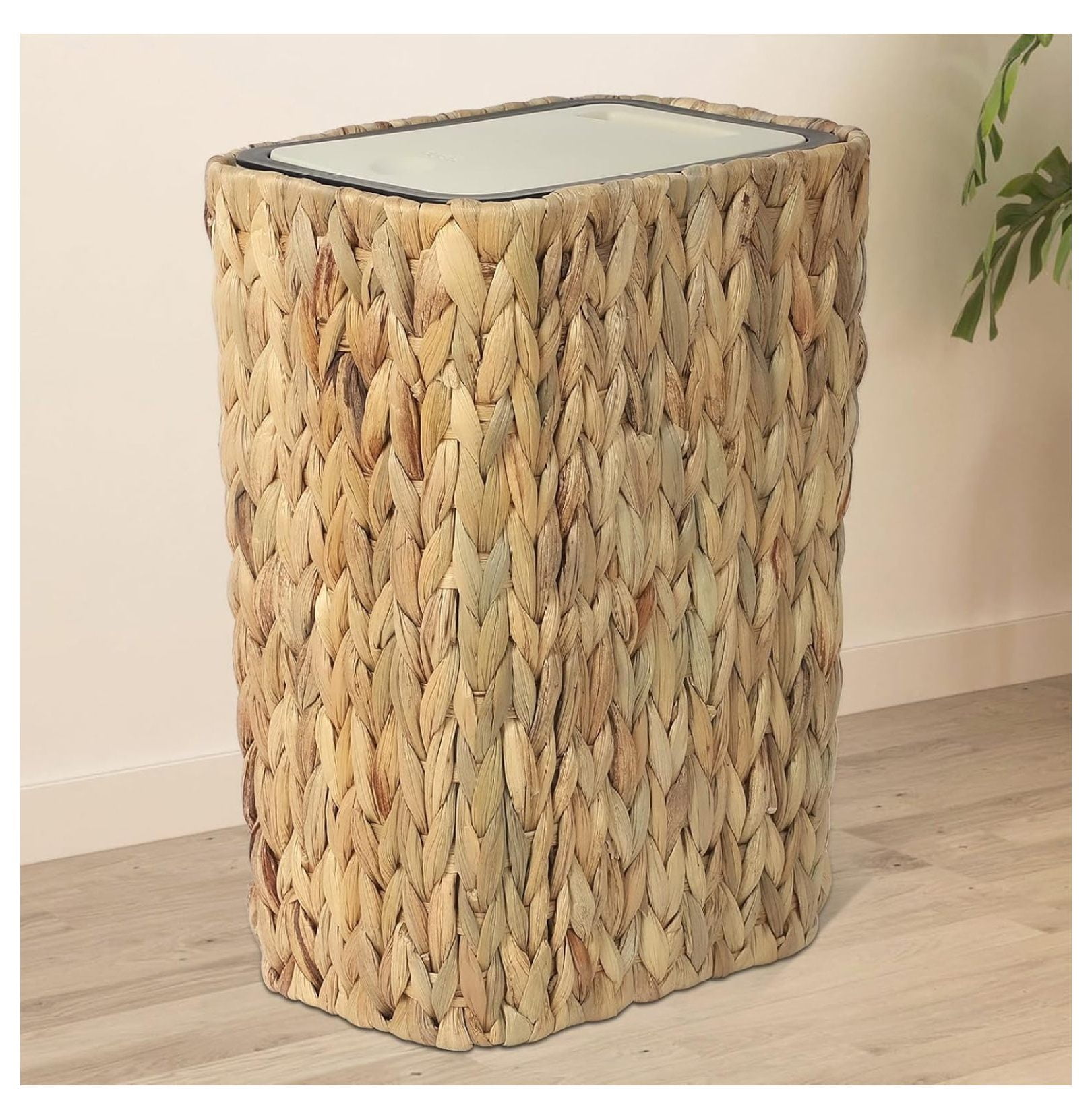 Boho Trash Can with Lid for Bathroom,2.6Gallon Small Rattan Garbage Can ...