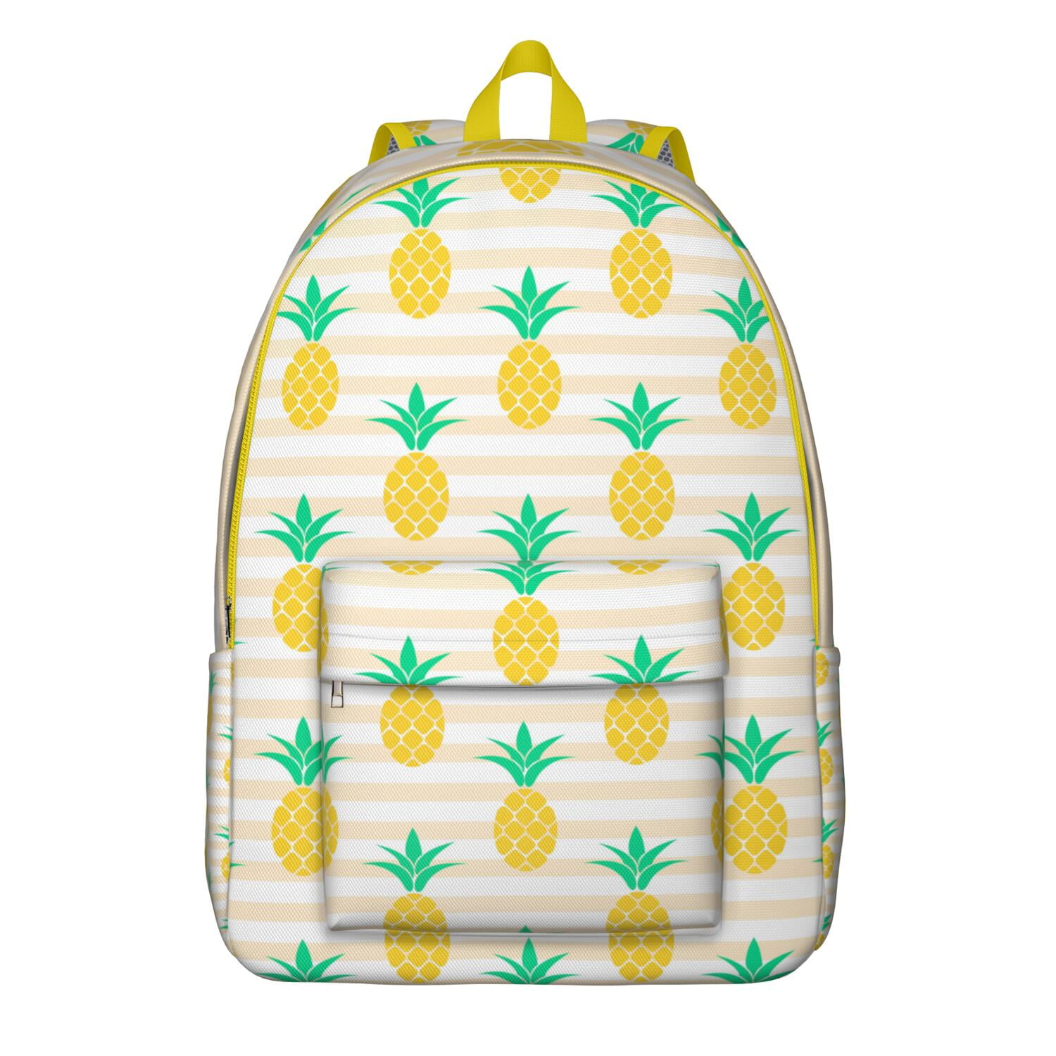 Boho Travel Pouch Featuring Pineapple Lover Design – Fresh Yellow Tropical Fruit Pattern, Exotic ...