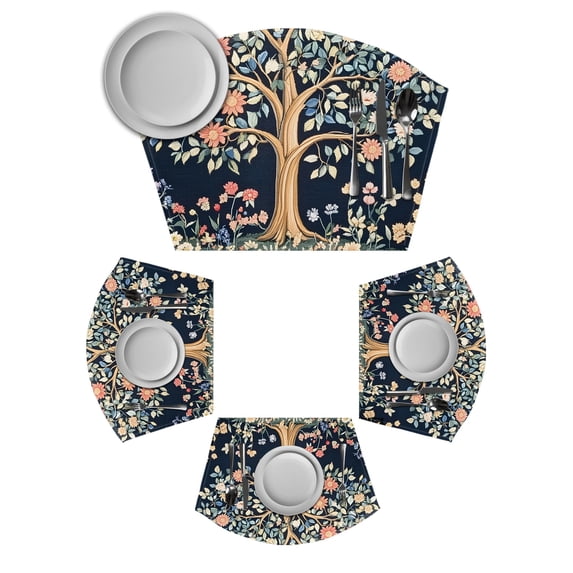 Boho Tree Round Table Placemats Set of 4 Wedge Placemats, Bohemia ...