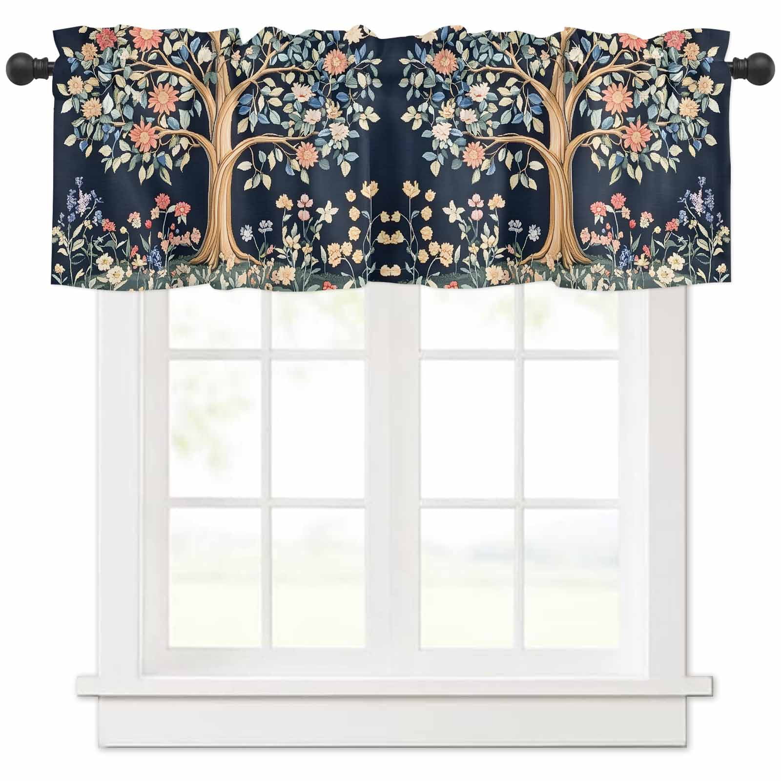 Boho Tree Valances for Windows Farmhouse Kitchen Curtains Valances Rod ...