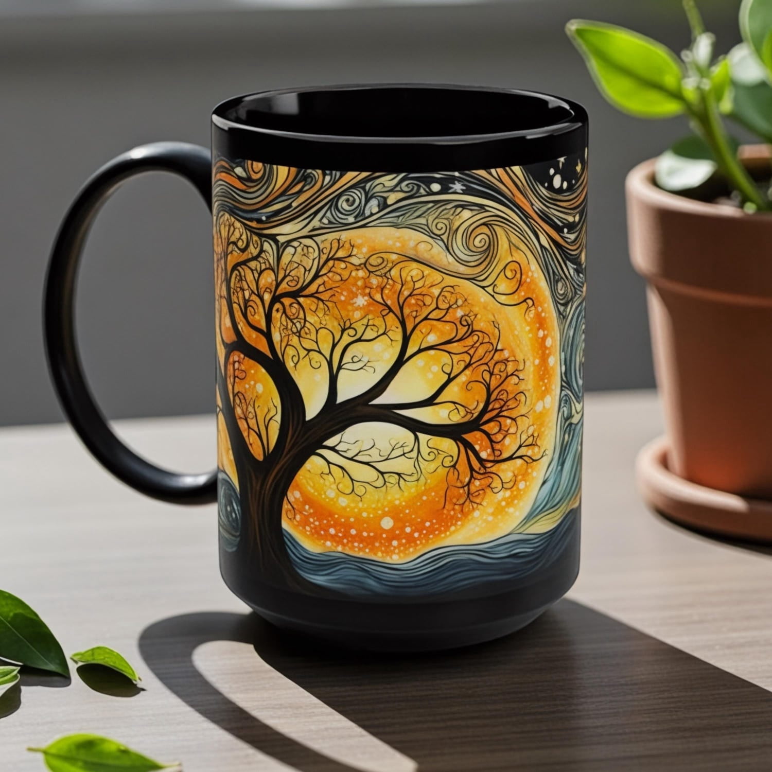 Boho Tree of Life Mug Spiritual Coffee Cup Celestial Moon Art Mythology ...