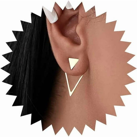 Boho Triangle Ear Jacket Earrings Double Side Triangle Earrings Gold ...