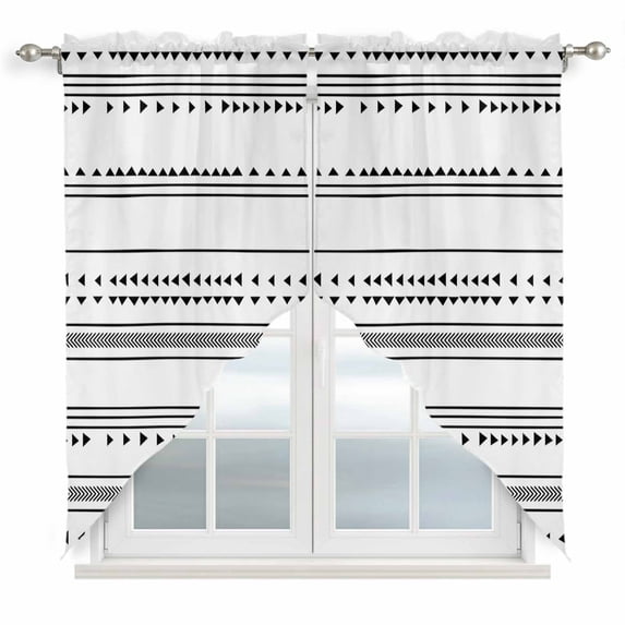 Boho Triangle Swag Curtain Valance for Window 2 Panels Stripes ...