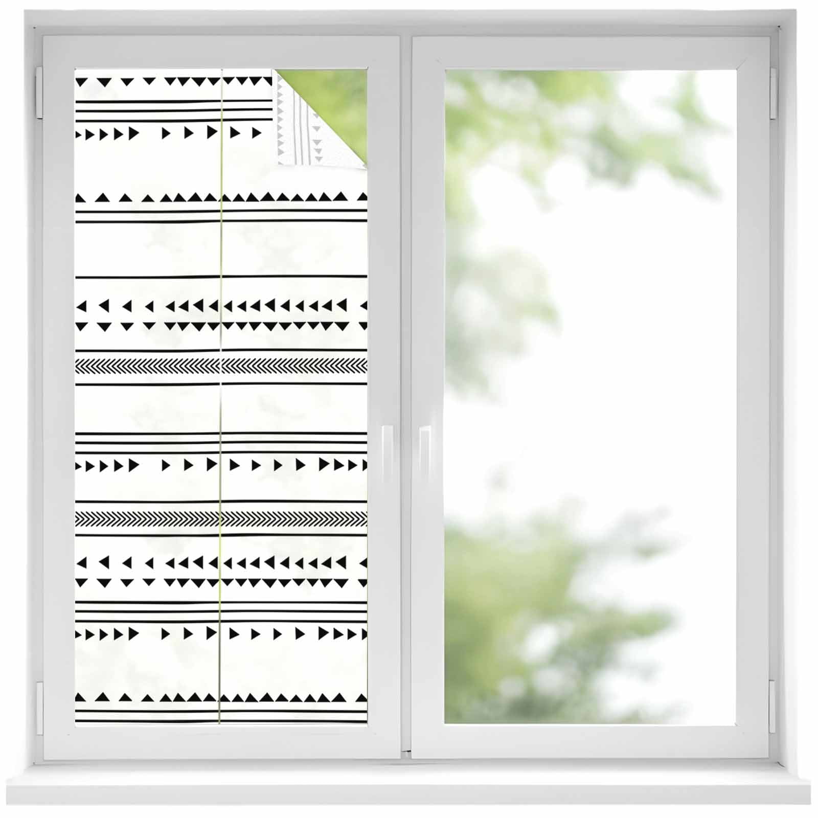 Boho Triangle Window Privacy Film Stripes Geometric Black Decorative ...