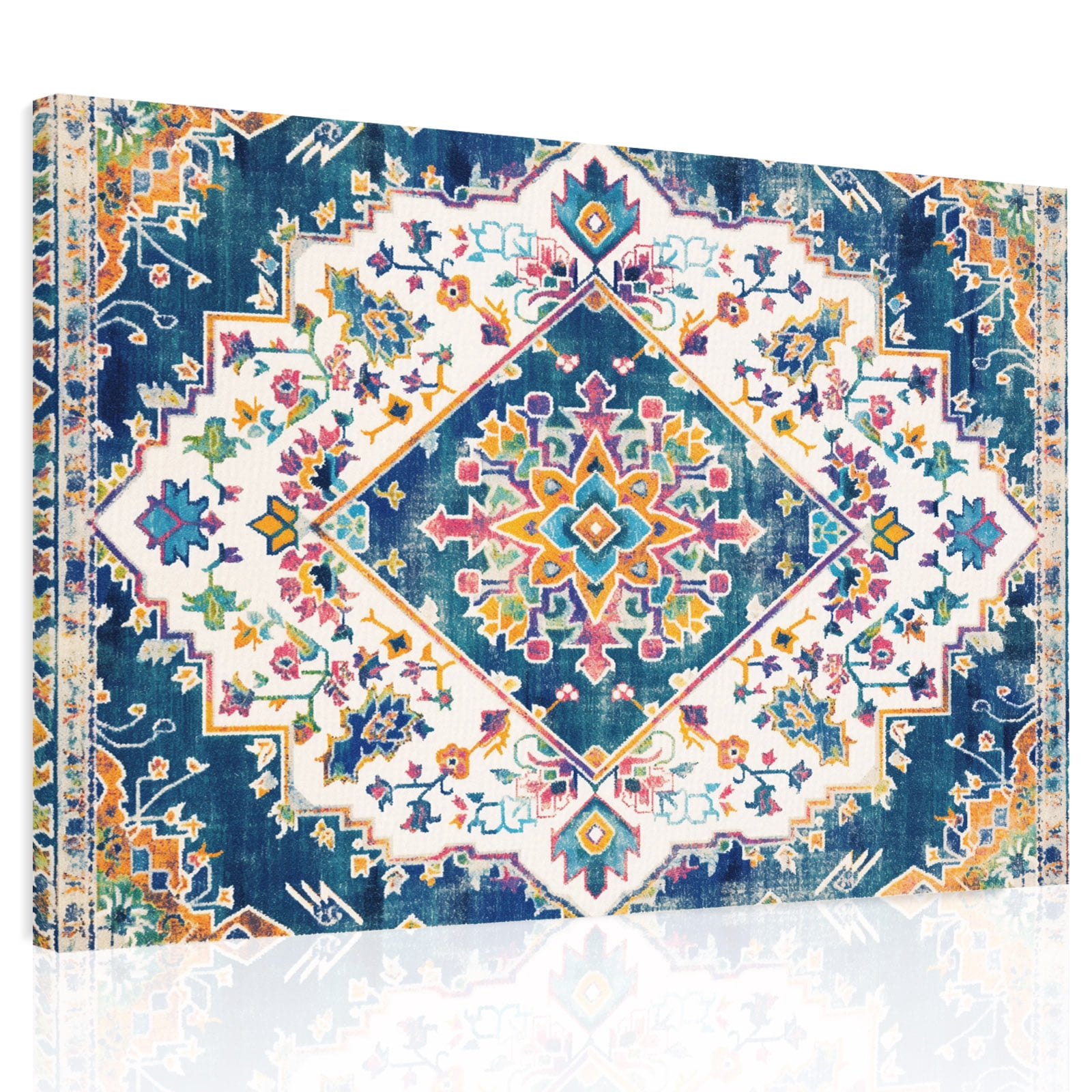 Boho Tribal Canvas Print Wall Art, Retro Style Flowers Wall Decor ...