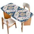 Boho Tribal Fitted Rectangle Tablecloth 24" x 50" Retro Style Flowers ...