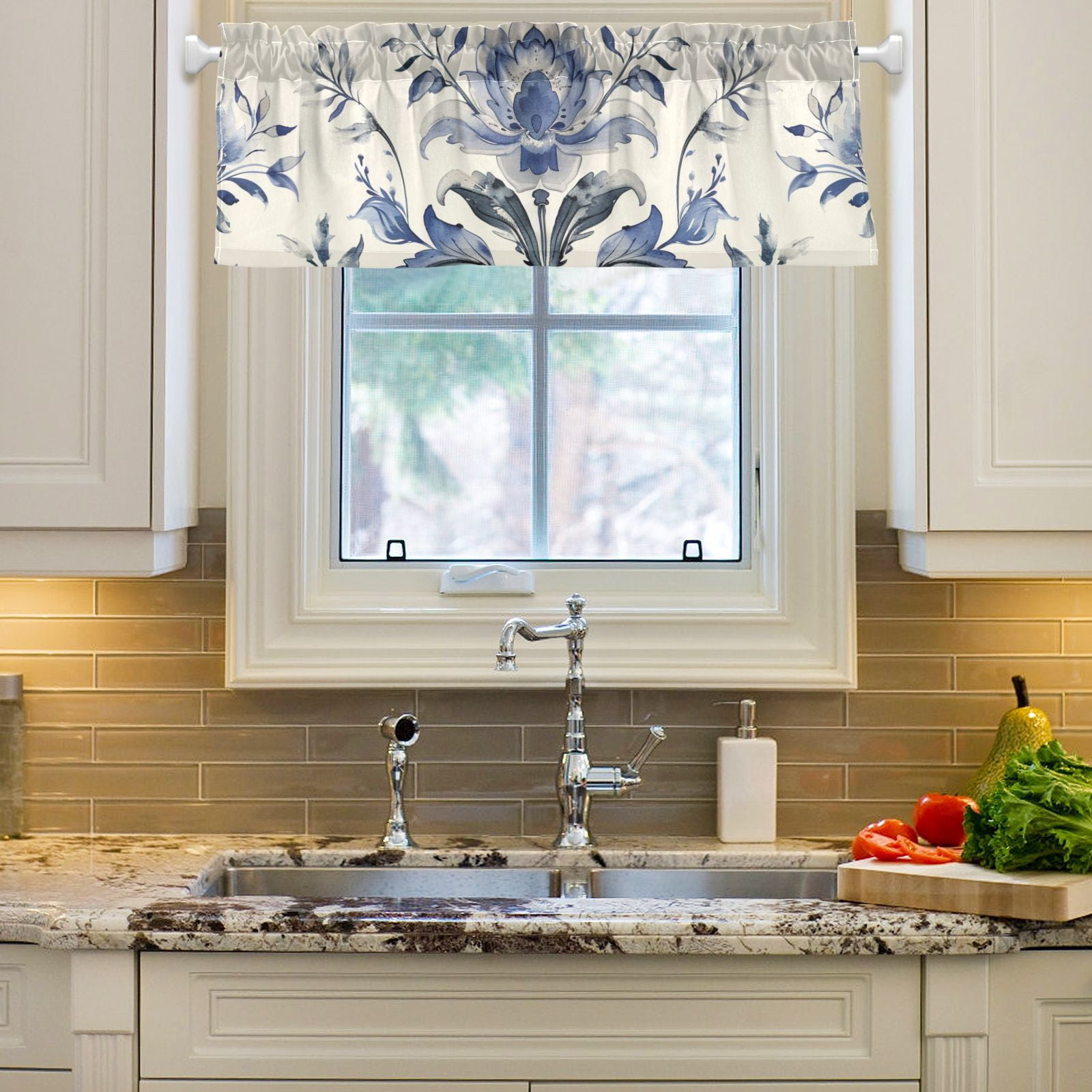 Boho Tribal Floral Flowers Curtain Valances Farmhouse Design Window ...