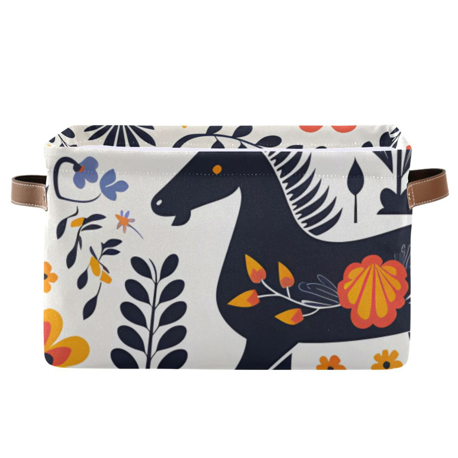 Boho Tribal Horse Flowers Leaves Storage Bins Baskets With Handles ...