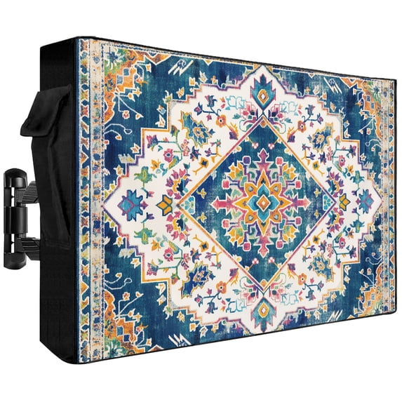 Boho Tribal Outdoor TV Cover 52 to 55 inch Retro Style Flowers ...