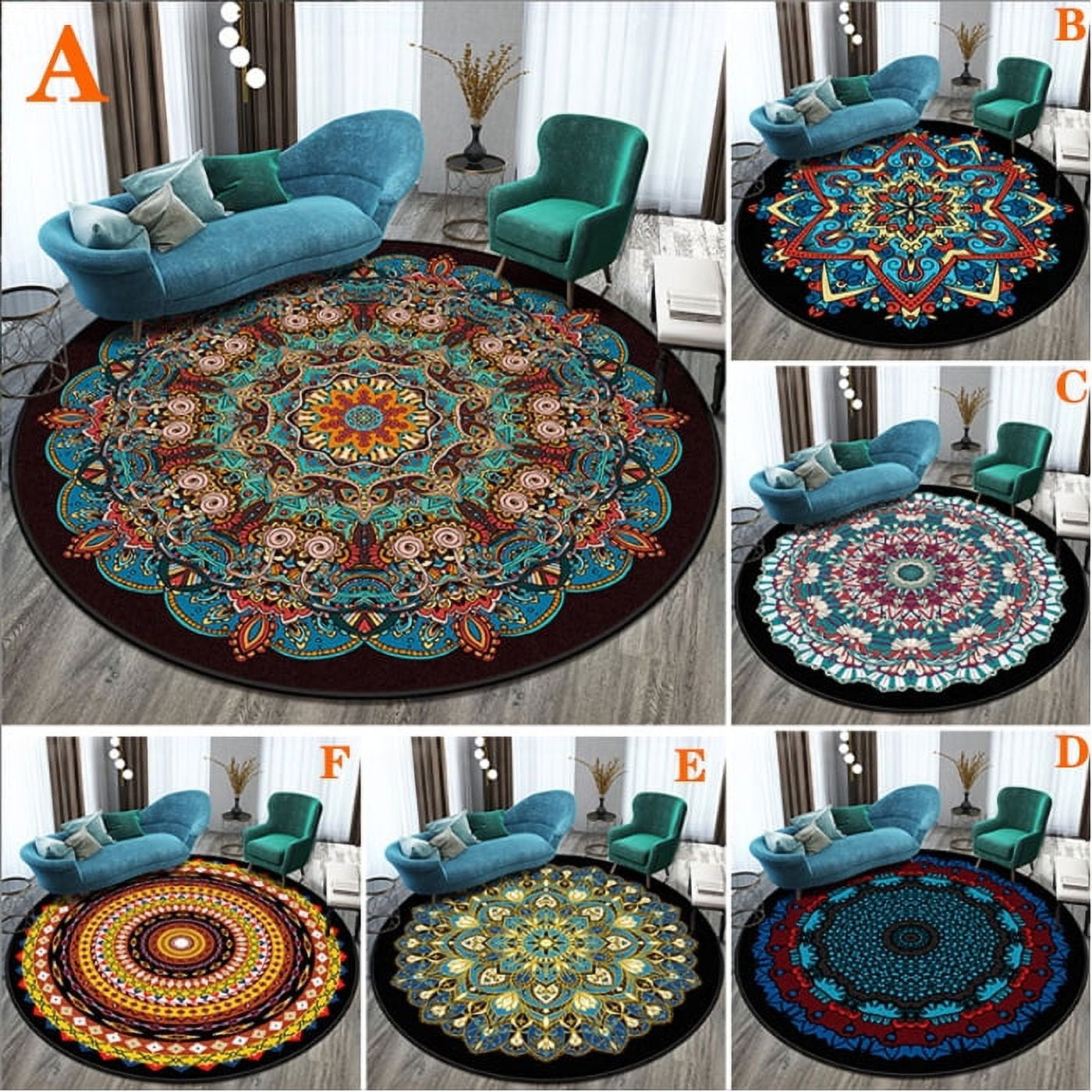 Boho Tribal Round Rug - 31.5Inch Persian Soft Bedroom Round Area Rug ...