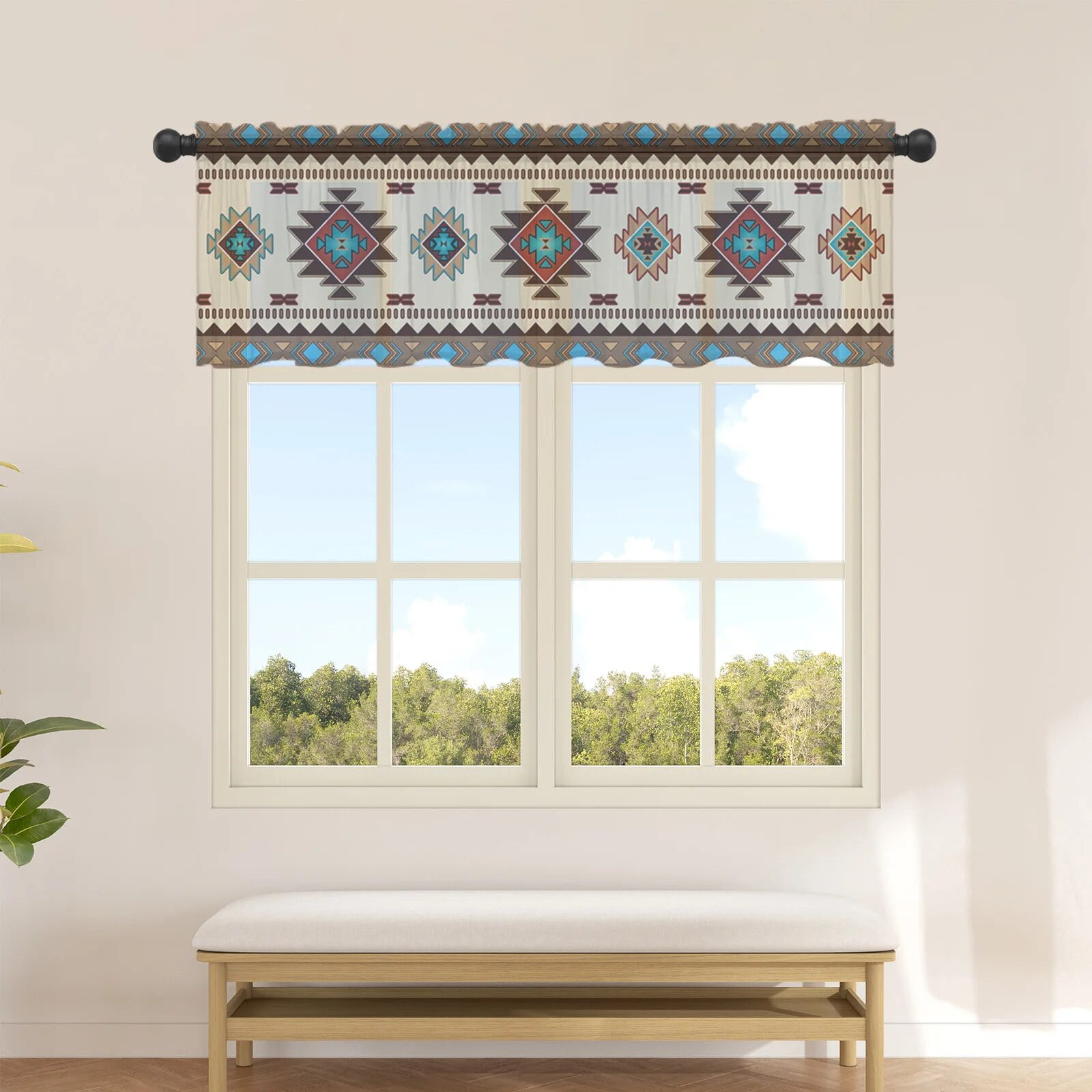 Boho Tribal Totem Short Curtain Half-Curtain for Kitchen Door Drape ...