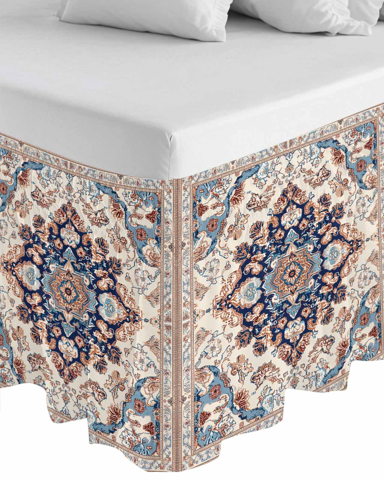 Boho Tribe Wrap Around Bed Skirts for Queen Bed 16" Drop,Bed Skirt with ...