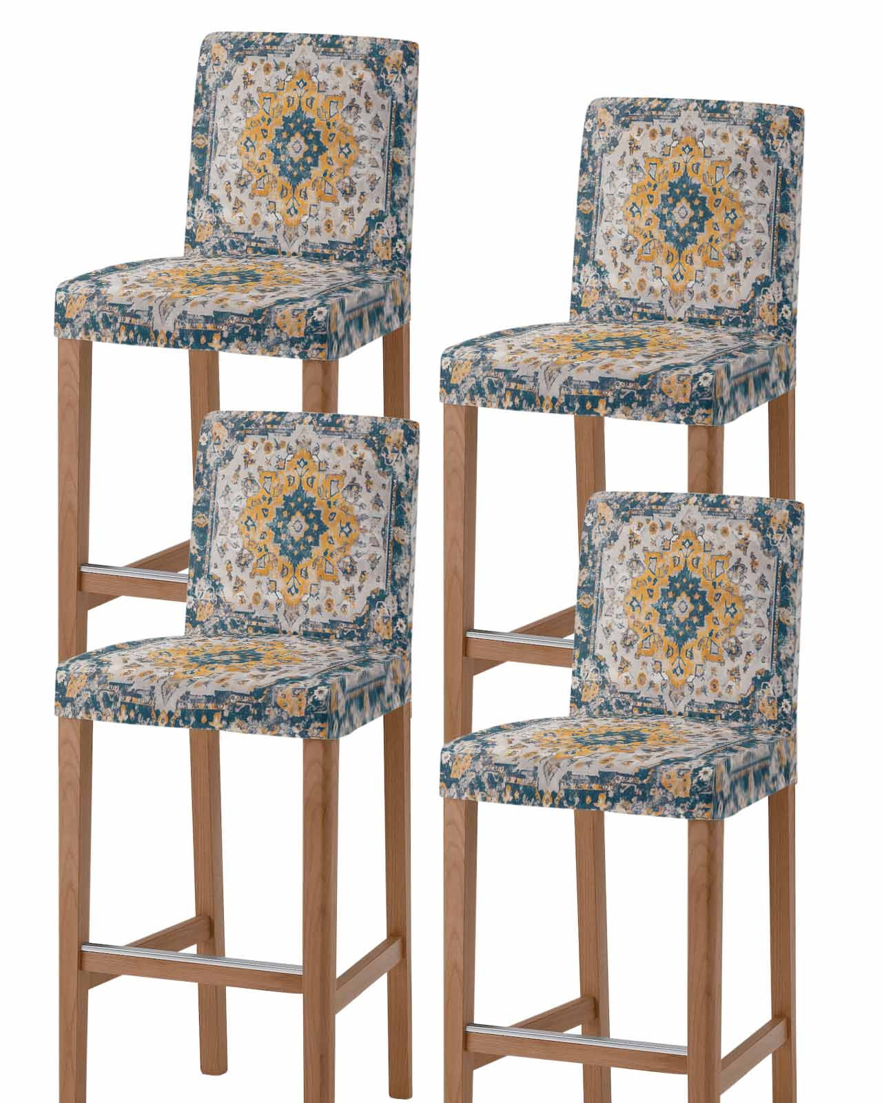 Boho Tribes Bar Stool Covers Set of 4, Vintage Southwest Tribal Modern ...