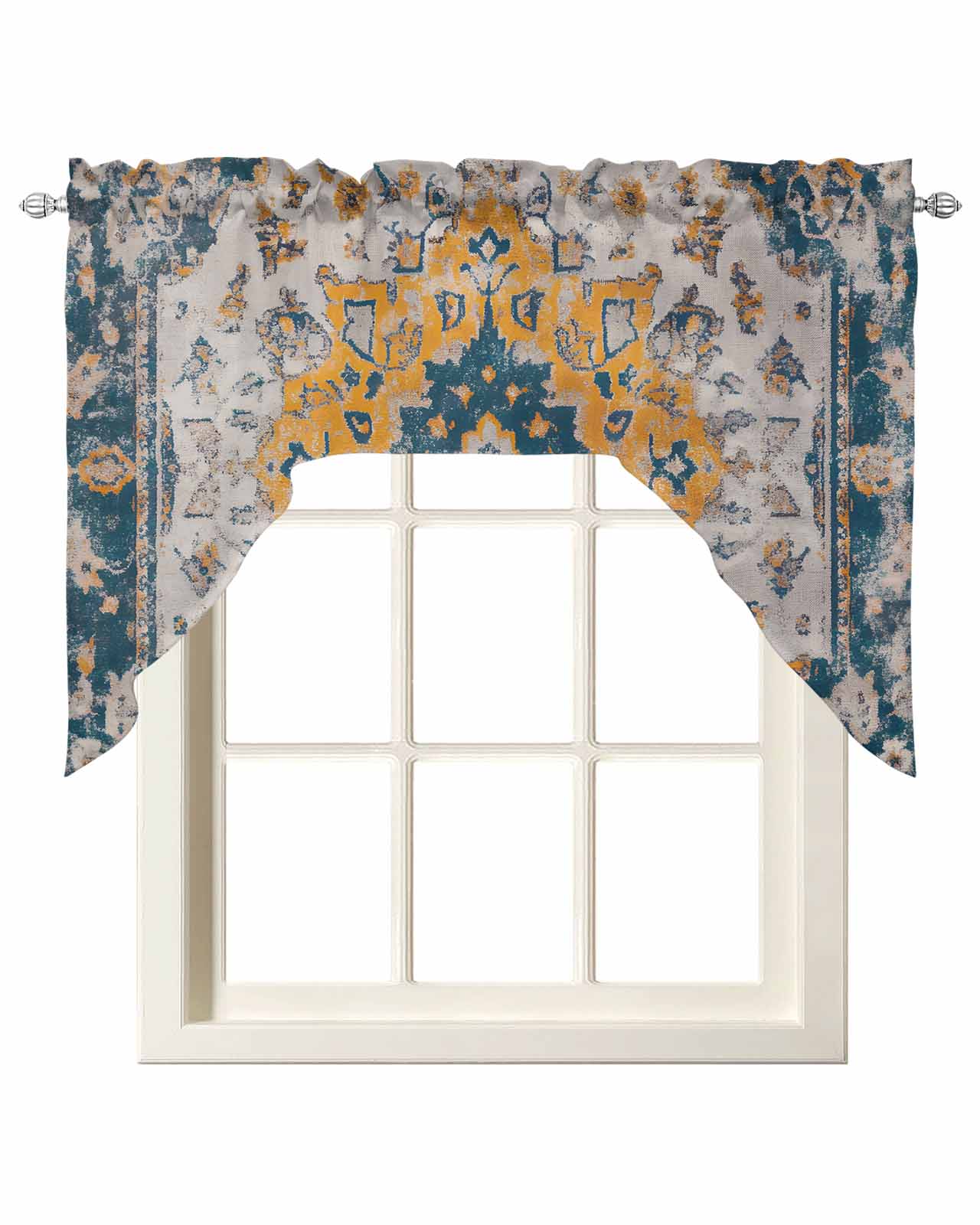 Boho Tribes Kitchen Swag Valances for Windows, Vintage Southwest Tribal ...