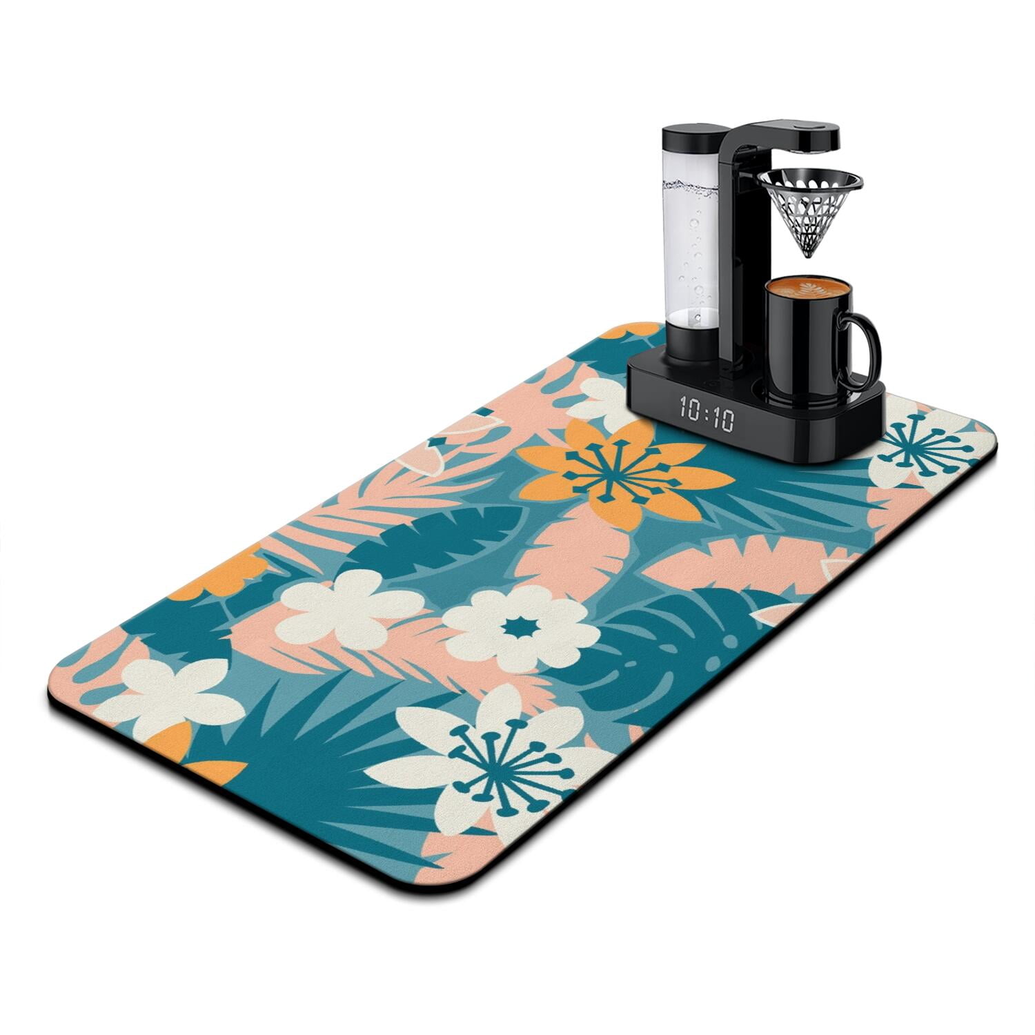 Boho Tropical Coffee Mat - Absorbent Drying Mat with Palm Leaf Design ...