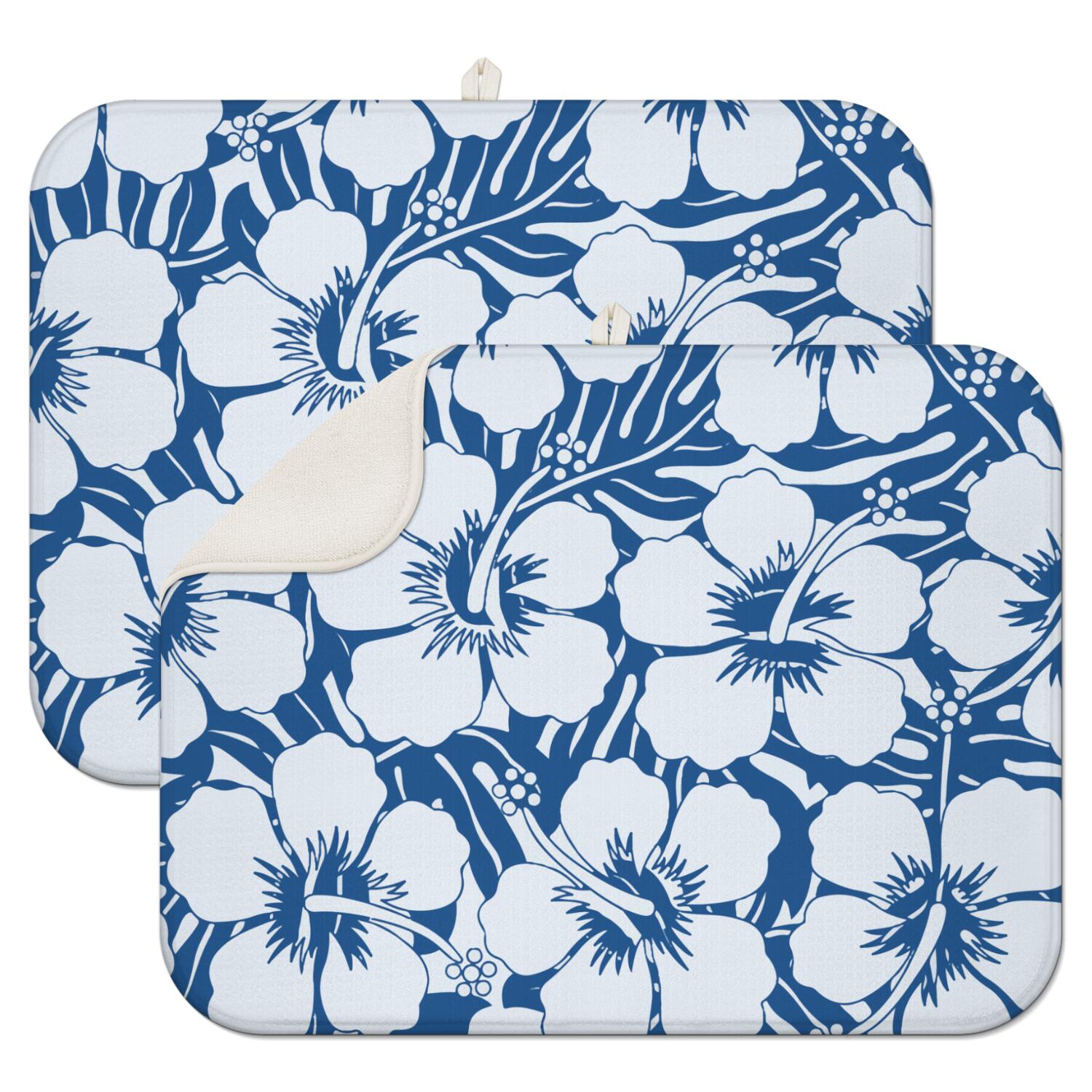 Boho Tropical Floral Dish Drying Mat – Vibrant Hawaiian Print with ...