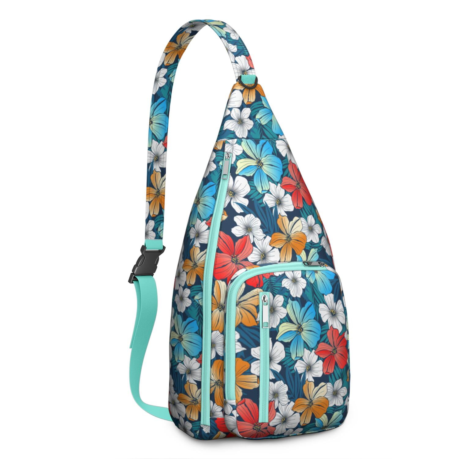 Boho Tropical Floral Sling Backpack – Hawaiian Print Hiking Daypack ...