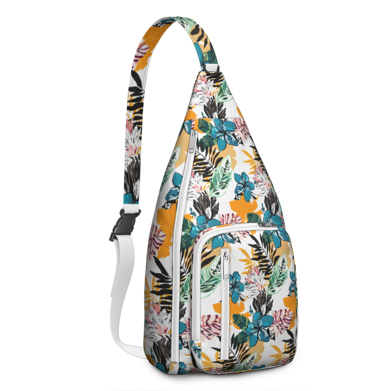 Boho Tropical Floral Sling Backpack – Hawaiian Print Hiking Daypack ...