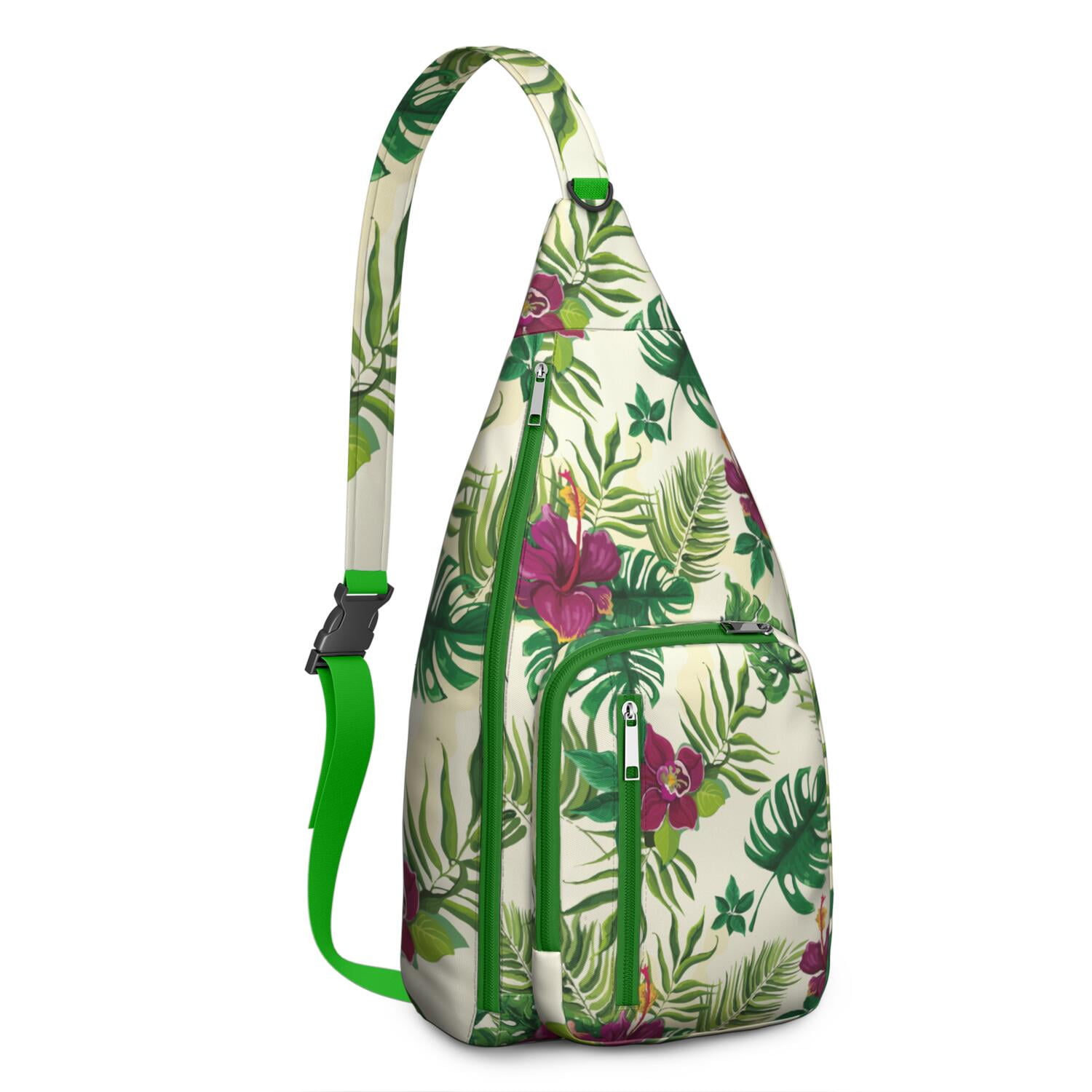 Boho Tropical Floral Sling Backpack – Hawaiian Print Hiking Daypack ...