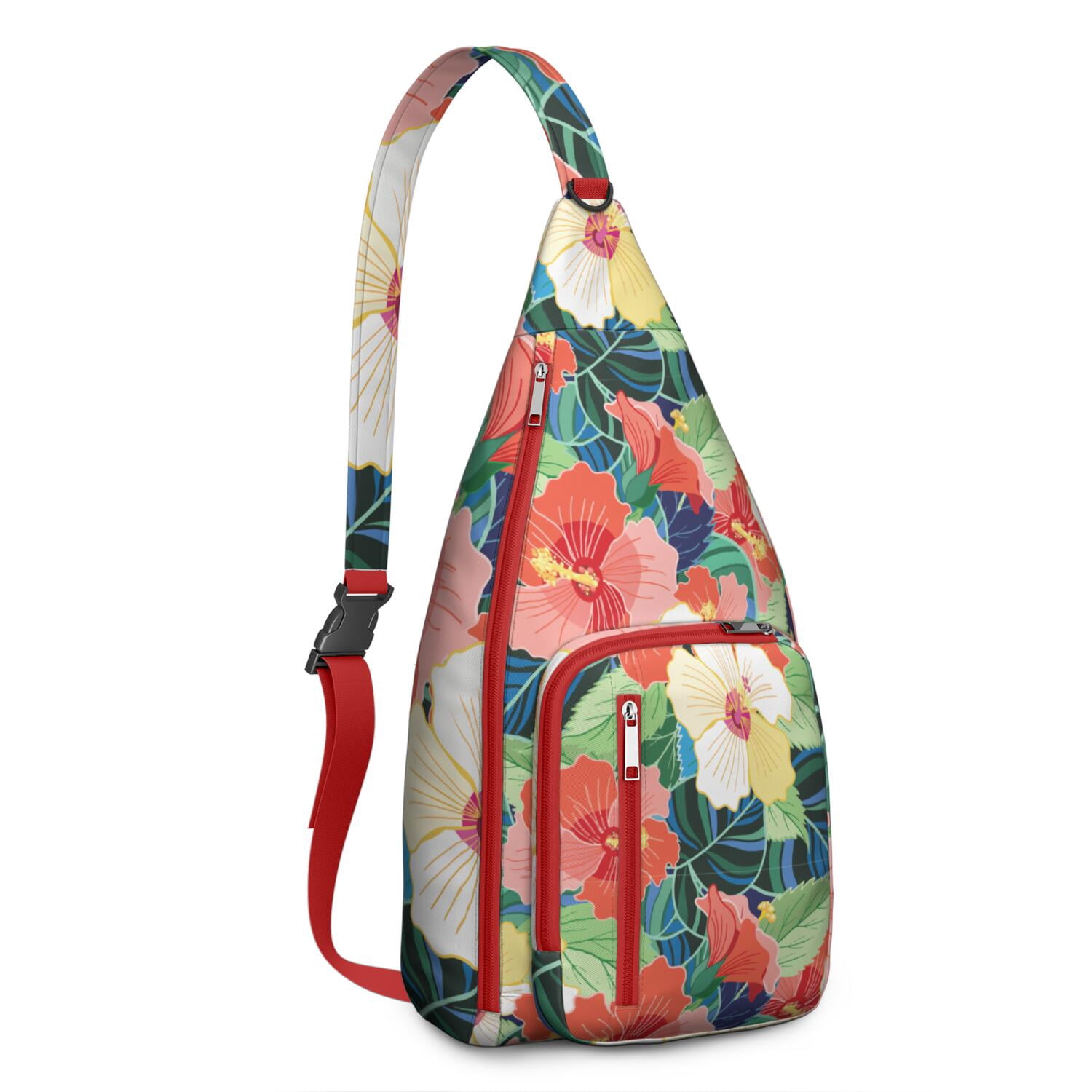 Boho Tropical Floral Sling Backpack – Hawaiian Print Hiking Daypack ...