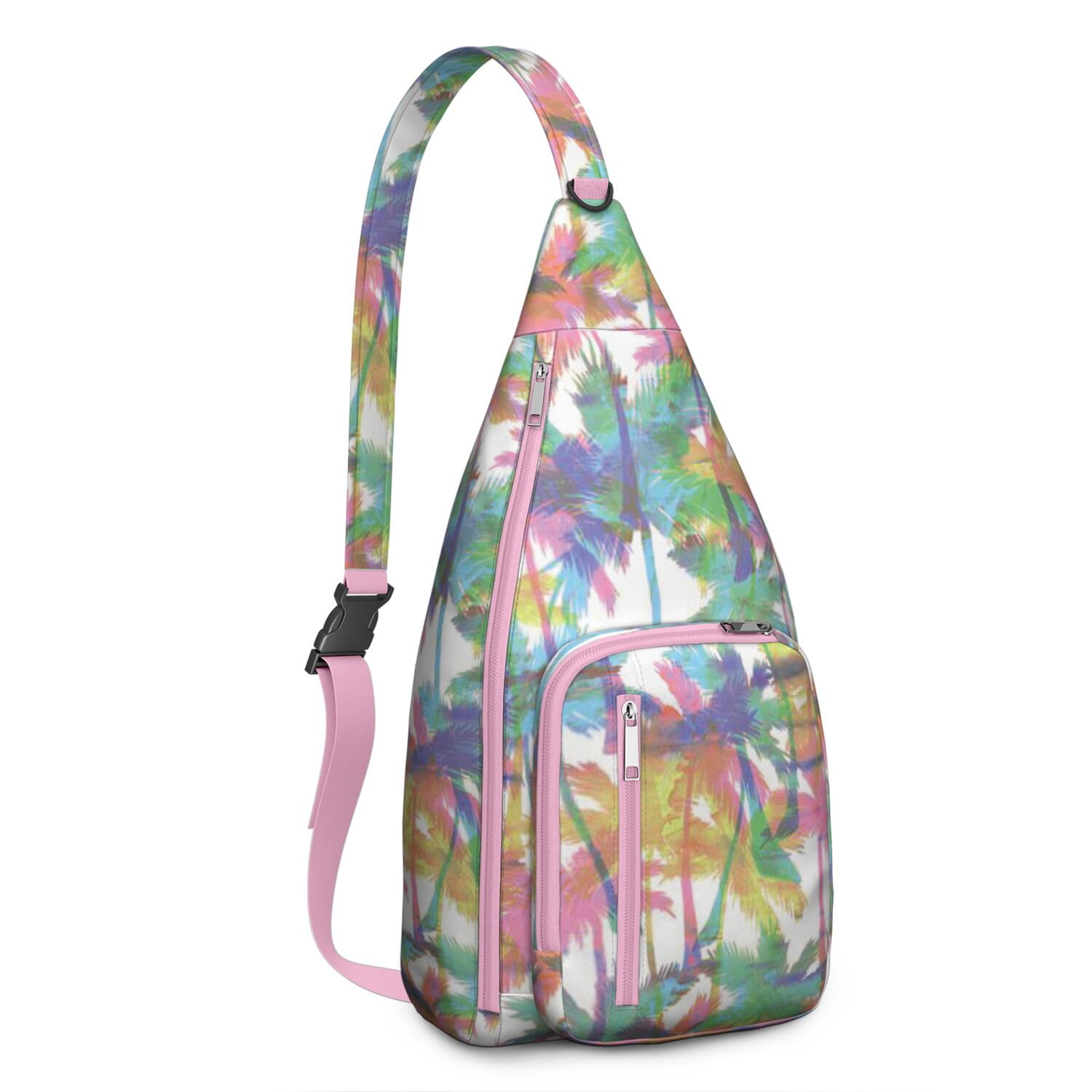 Boho Tropical Floral Sling Backpack – Hawaiian Print Hiking Daypack ...