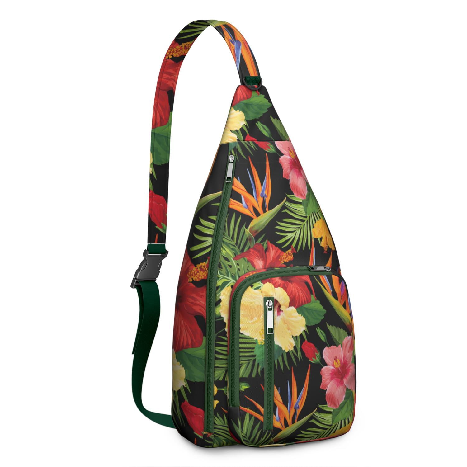 Boho Tropical Floral Sling Backpack – Hawaiian Print Hiking Daypack ...